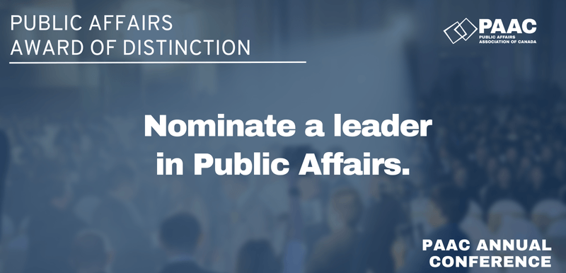 Award of Distinction - Public Affairs Association of Canada